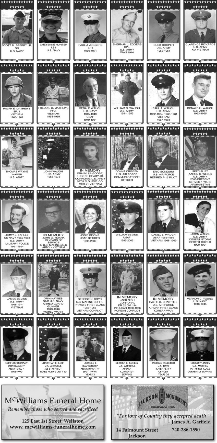 Remember Those Who Served and Sacrificed, McWilliams Funeral Home ...